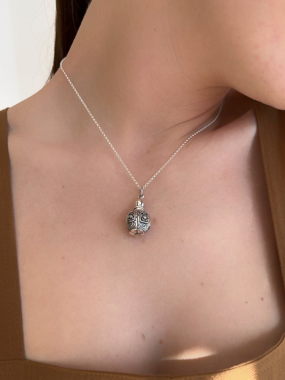 Keya Flower Perfume Bottle Necklace Tiny Spoon Aromatherapy Pendant ...