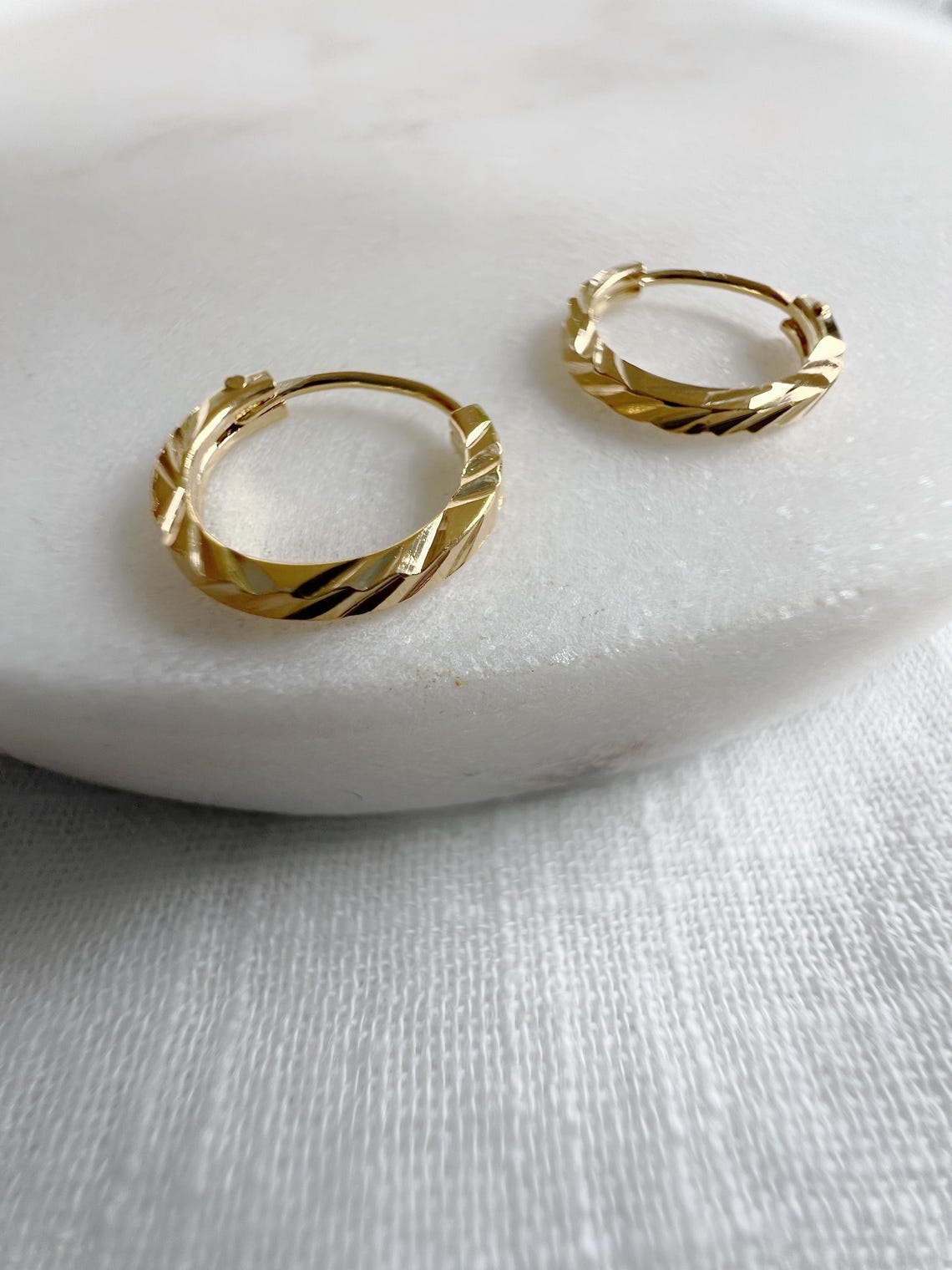 Small Huggie Sleeper Hoops in 18k Gold Plated Sterling Silver - Etsy