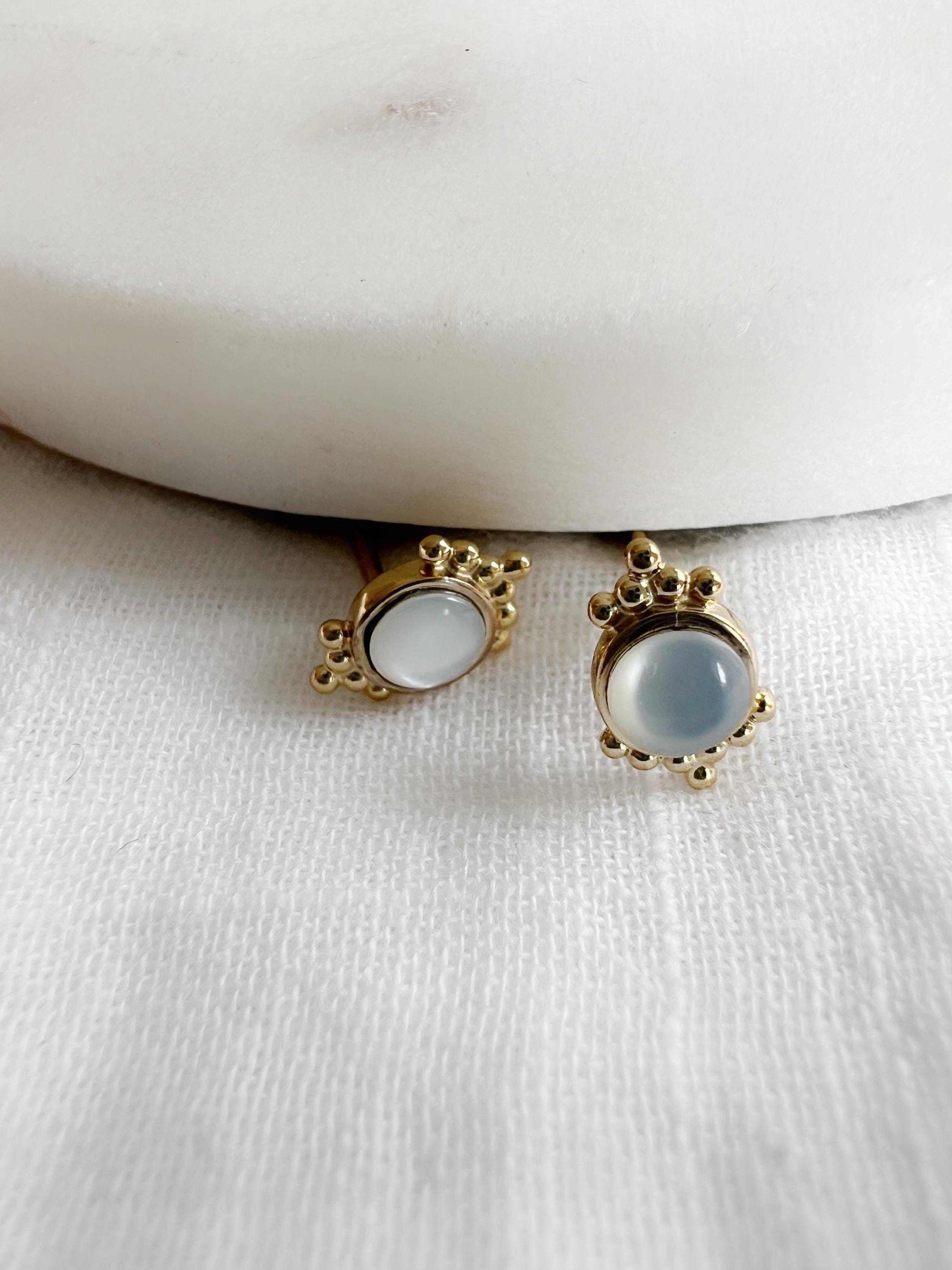 Cleo Mother of Pearl Stud Earrings in 18k Gold Plated Sterling Silver ...