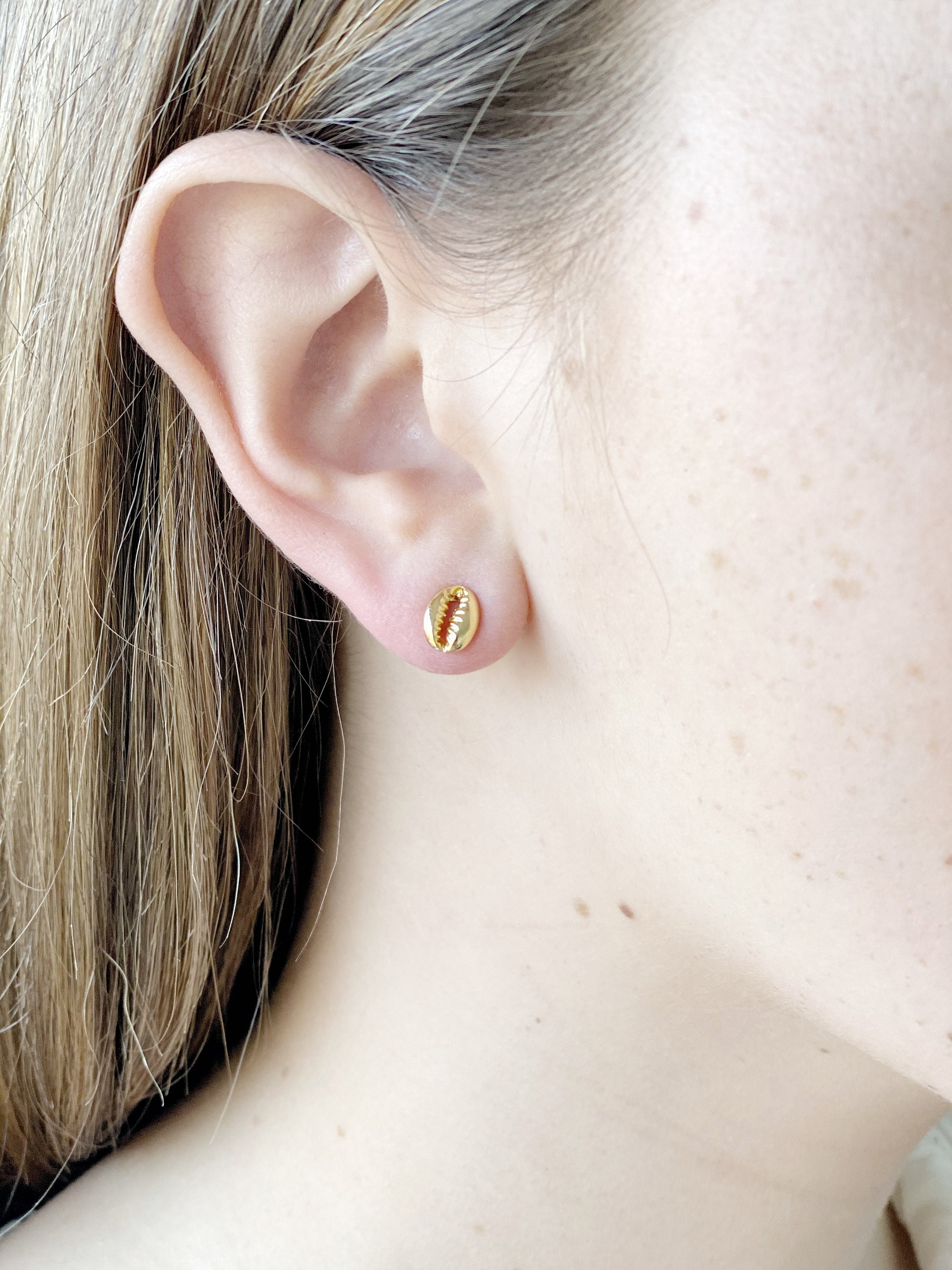 Cowrie Shell 18k Gold Vermeil Stud Earrings - Etsy UK