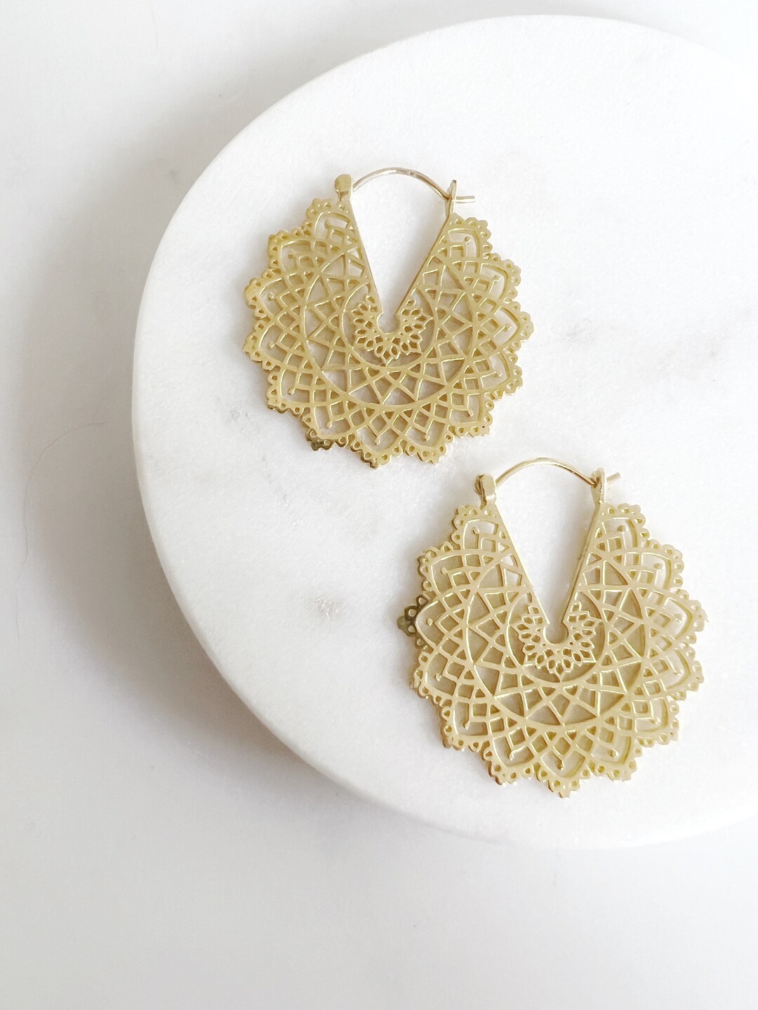 Statement Mandala Hoops 18k Vermeil Gold Plated Sterling Silver - Etsy