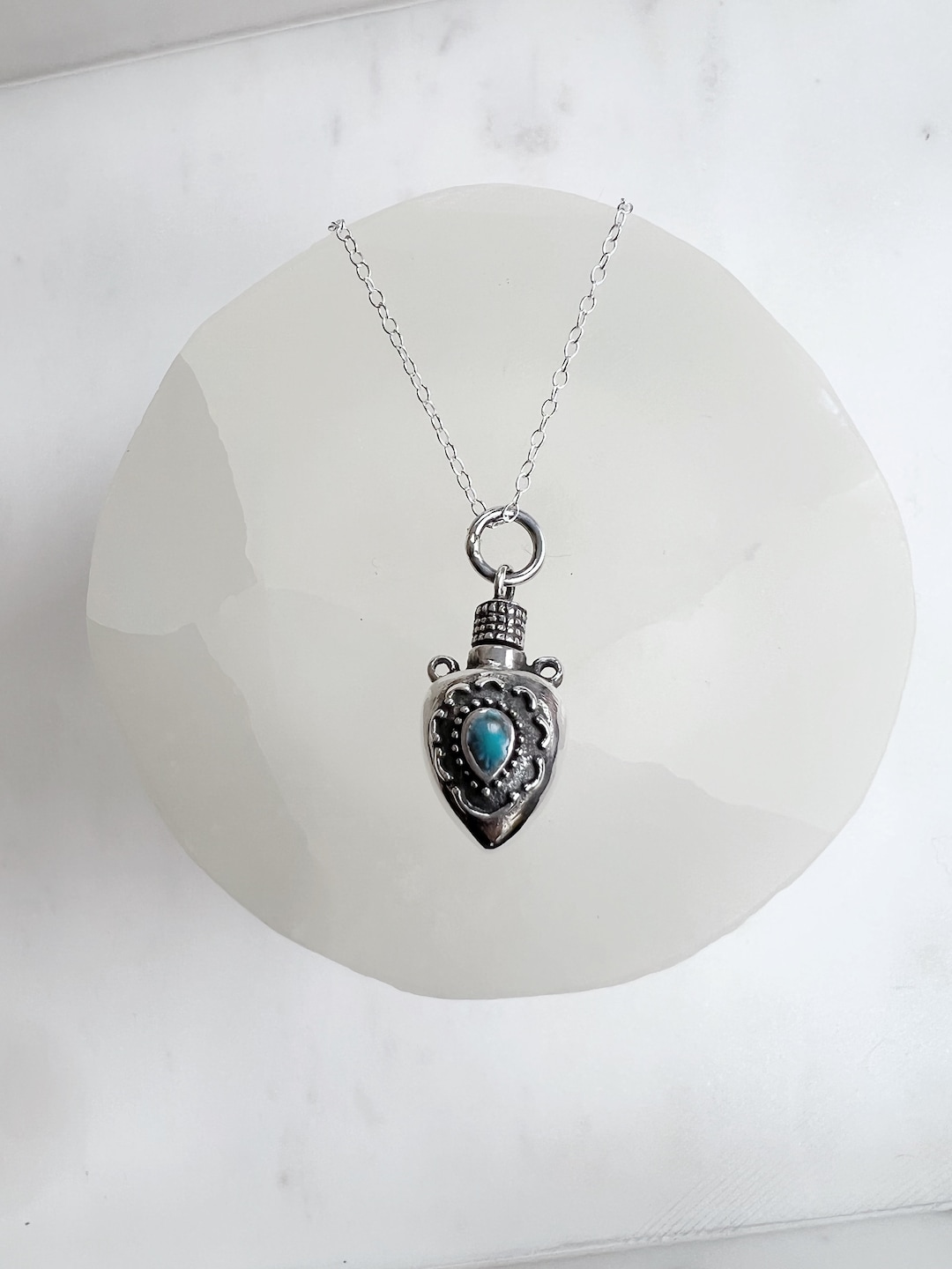 Azure Perfume Bottle Necklace Aromatherapy Pendant, Essential Oil ...