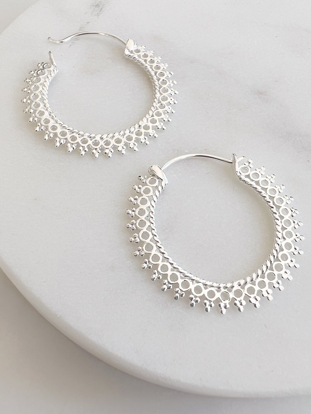 Boho Lace Hoops - Sterling Silver - Etsy
