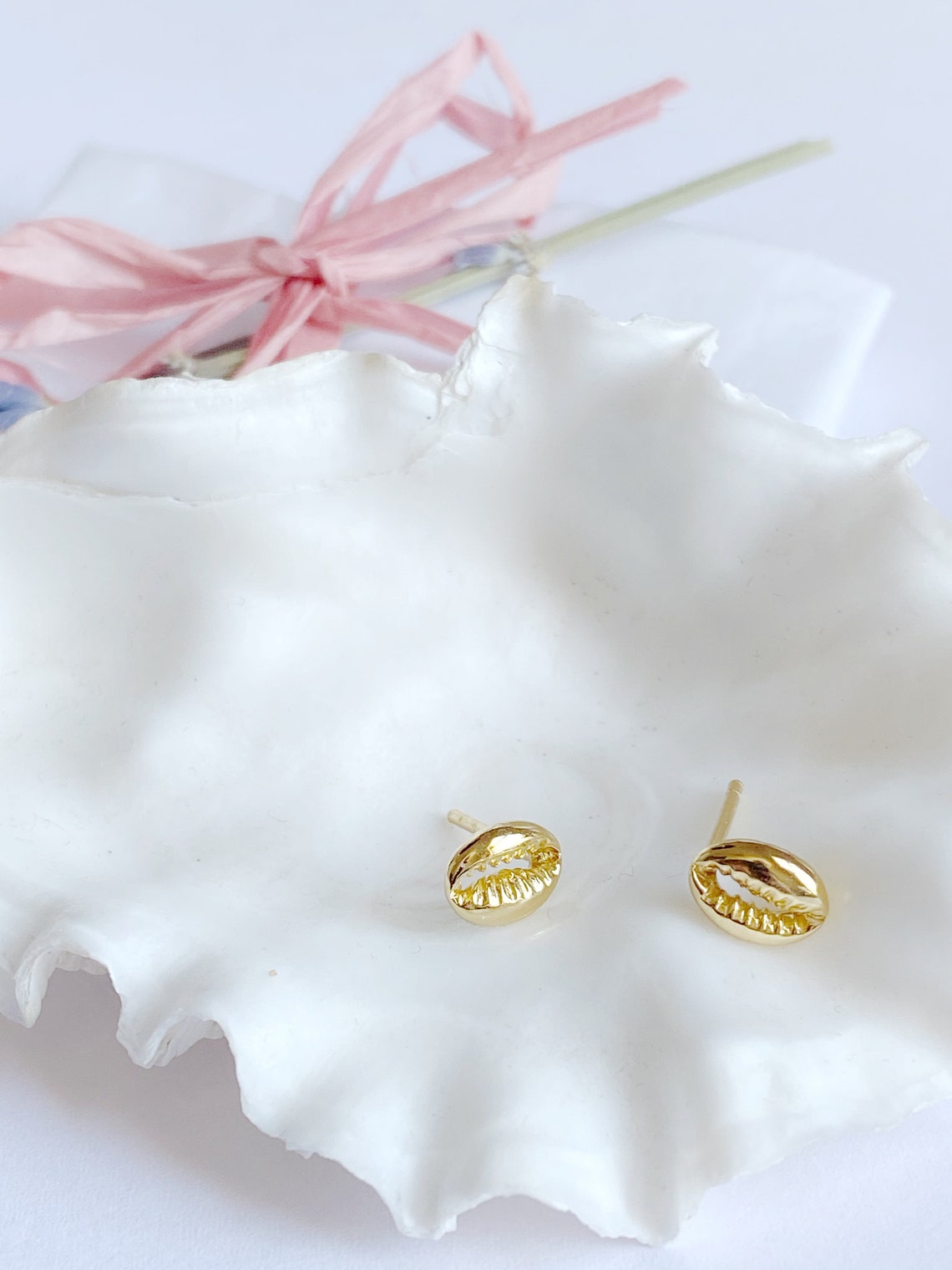 Cowrie Shell 18k Gold Vermeil Stud Earrings - Etsy UK