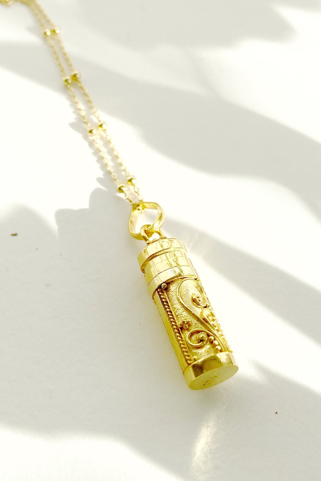 18k Gold Vermeil Arliah Wishing Locket Prayer Box Necklace Pendant on ...