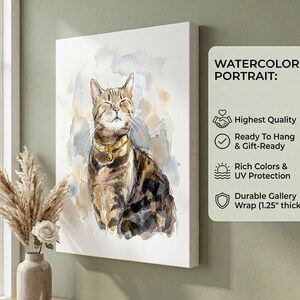 Watercolor Cat Portrait: Framed Pet Art Print, Customizable - Etsy
