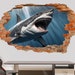 Great White Shark Deep Blue Sea Wall Sticker Mural Decal Bedroom Office ...