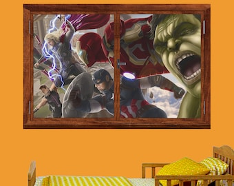 Superheroes Avengers Action Wall Sticker Art Poster Mural | Etsy UK