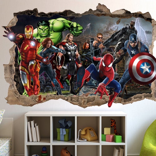 Superheroes Avengers Action Wall Sticker Art Poster Mural | Etsy