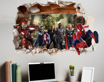 Superheroes Avengers Action Wall Sticker Art Poster Mural | Etsy