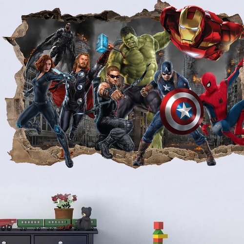 Superheroes Avengers Characters Wall Sticker Art Poster Mural - Etsy