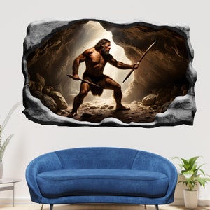 Cave Man Neanderthal Wall Sticker Decal Mural Poster Office Nursery ...