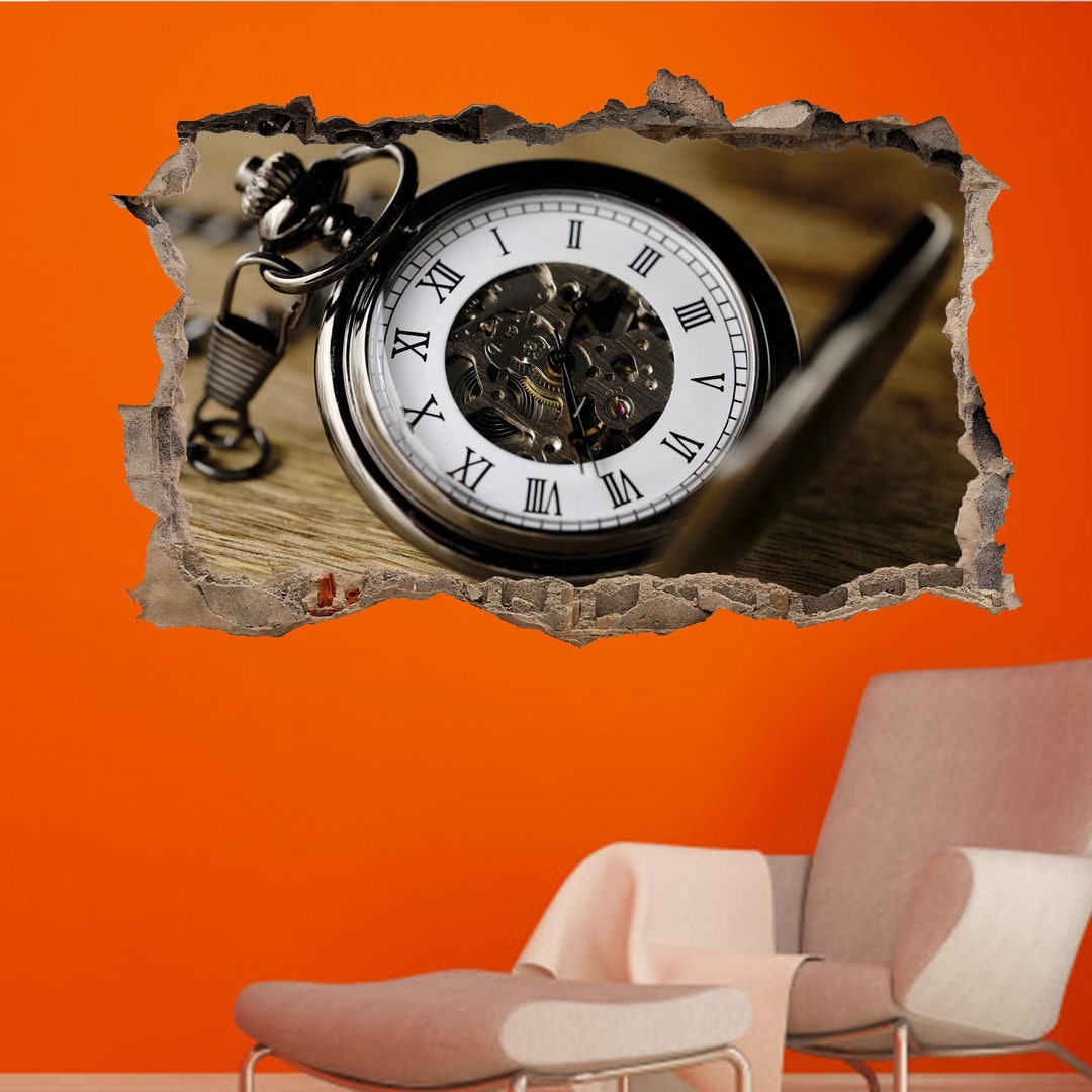 Old Vintage Clock Wall Mural Sticker Poster Decal Room Office Nursery ...