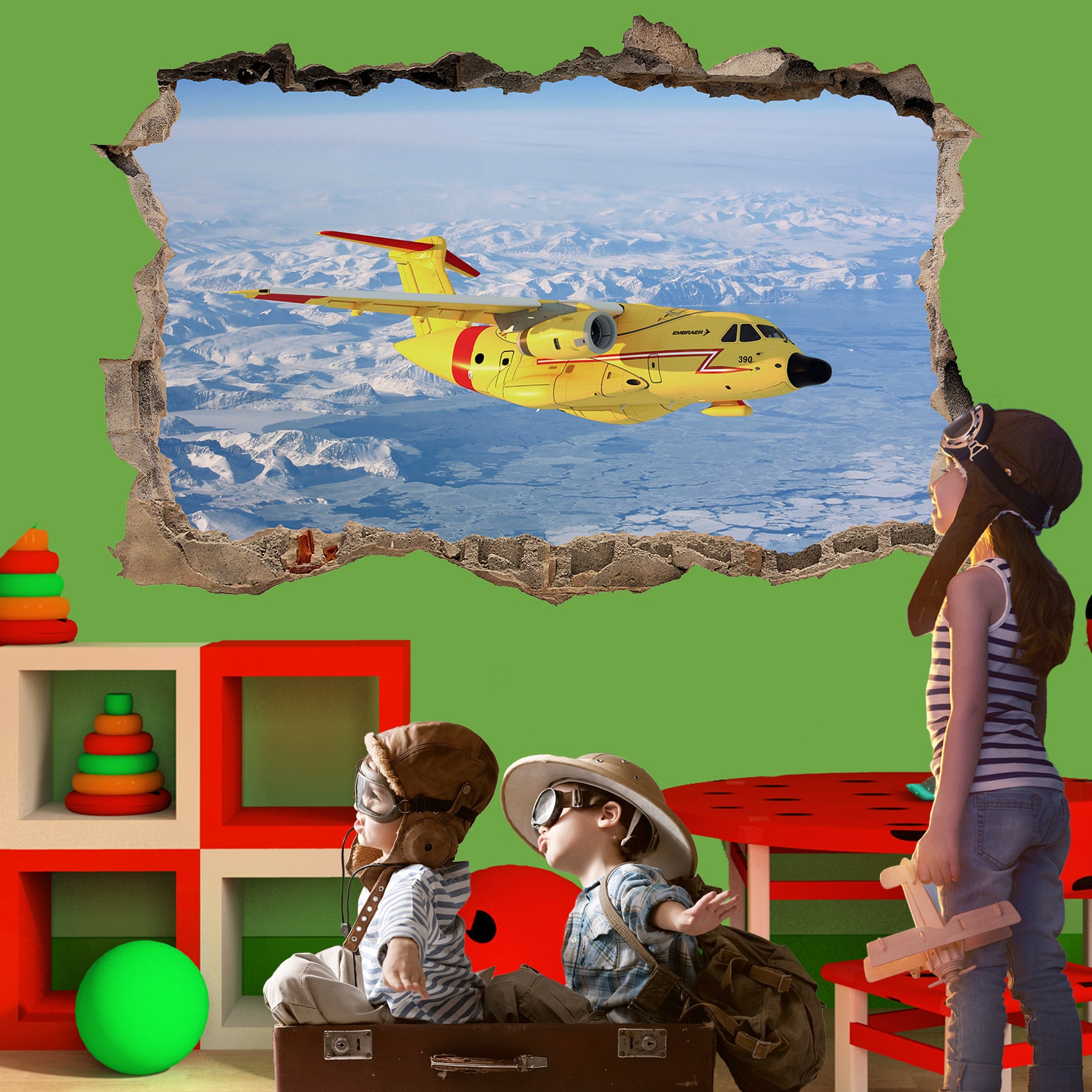 Flight Sky Commercial Aircraft Wall Sticker Art Poster Mural - Etsy ...