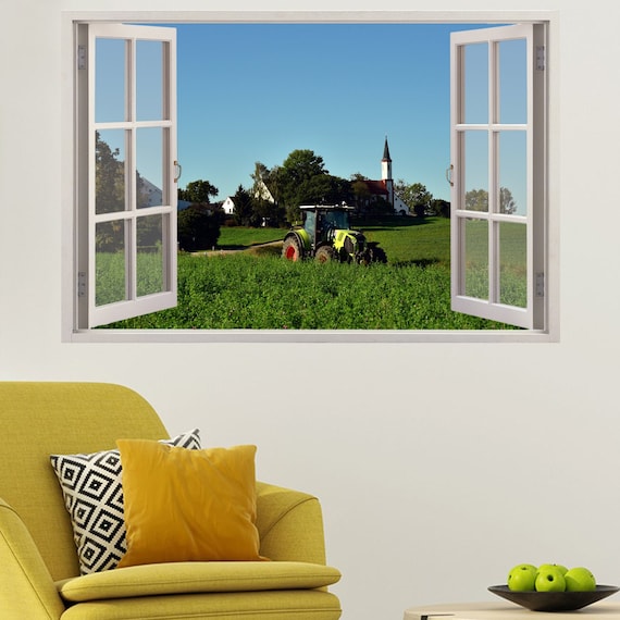Countryside Village Farm Modern Tractor Wall Sticker Art | Etsy