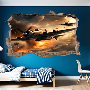WW2 Plane Combat Wall Sticker Art Poster Mural Decal Room Office ...