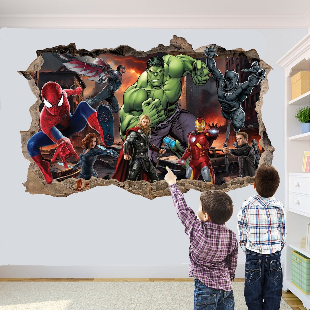 Superhero Theme Room Decor Avengers Wall Stickers Thor Hulk Poster ...