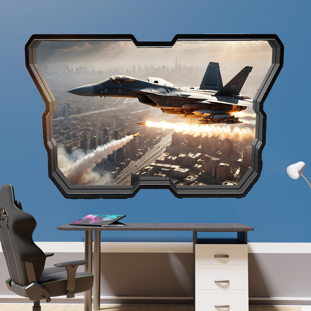 Large War Plane Wall Sticker Self-adhesive Mural Decal Poster Office ...