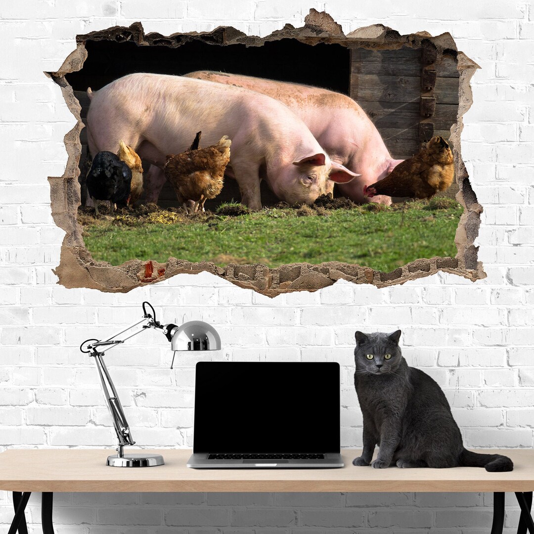 Farm Animals Chickens Pigs Barn Wall Sticker Art Poster Mural Transfer ...