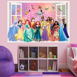 Princess Characters and Fairies Rainbow Wall Sticker Mural Poster Decal ...