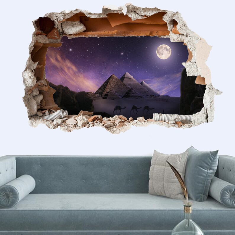 Desert Camels Egyptian Pyramids Egypt Wall Sticker Art Poster | Etsy