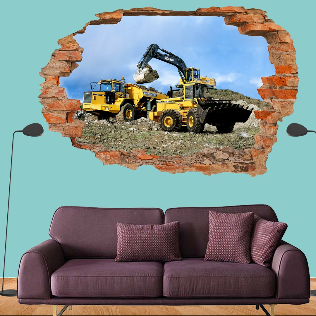 Excavator Mine Load Truck Wall Sticker Art Poster Mural Transfer Decal ...