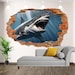 Great White Shark Deep Blue Sea Wall Sticker Mural Decal Bedroom Office ...