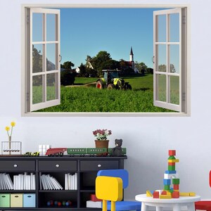 Countryside Village Farm Modern Tractor Wall Sticker Art Poster Mural ...