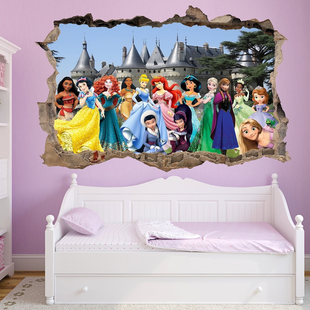Princess Characters Castle Wall Sticker Mural Poster Decal Girls Room ...