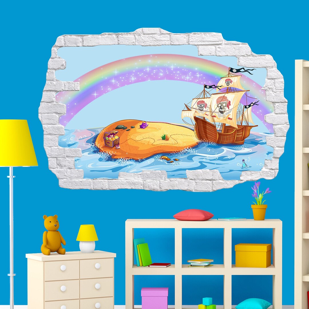 Pirates Treasure Island Rainbow Wall Sticker Art Poster Mural Transfer ...
