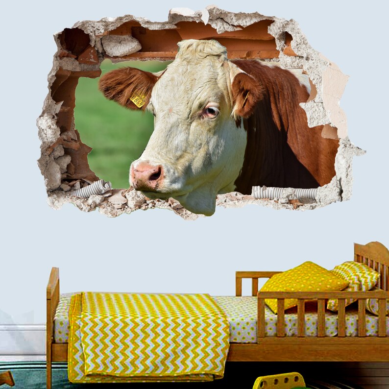 Grassland Farm Animals Cattle Cow Wall Sticker Art Poster - Etsy
