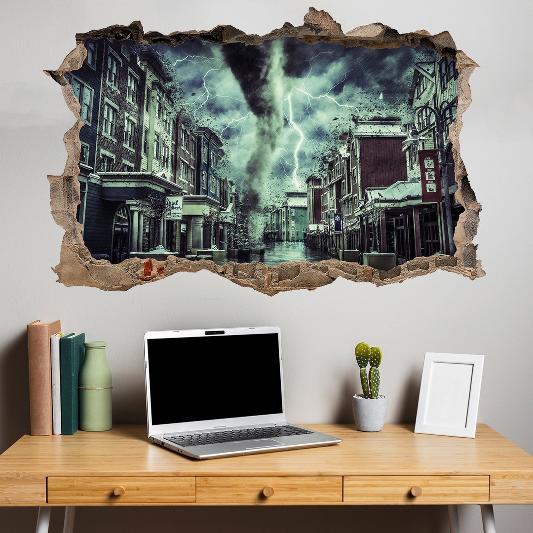Hurricane Natural Disasters Town Wall Sticker Art Poster Mural Transfer ...