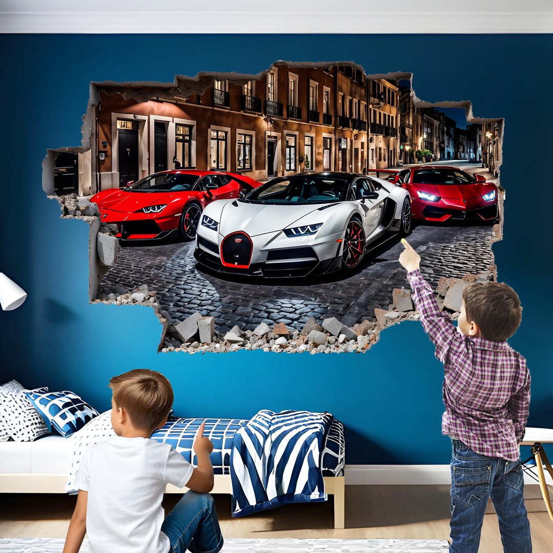 Street Racing Sports Cars Wall Decal Sticker Mural Self-adhesive Poster ...