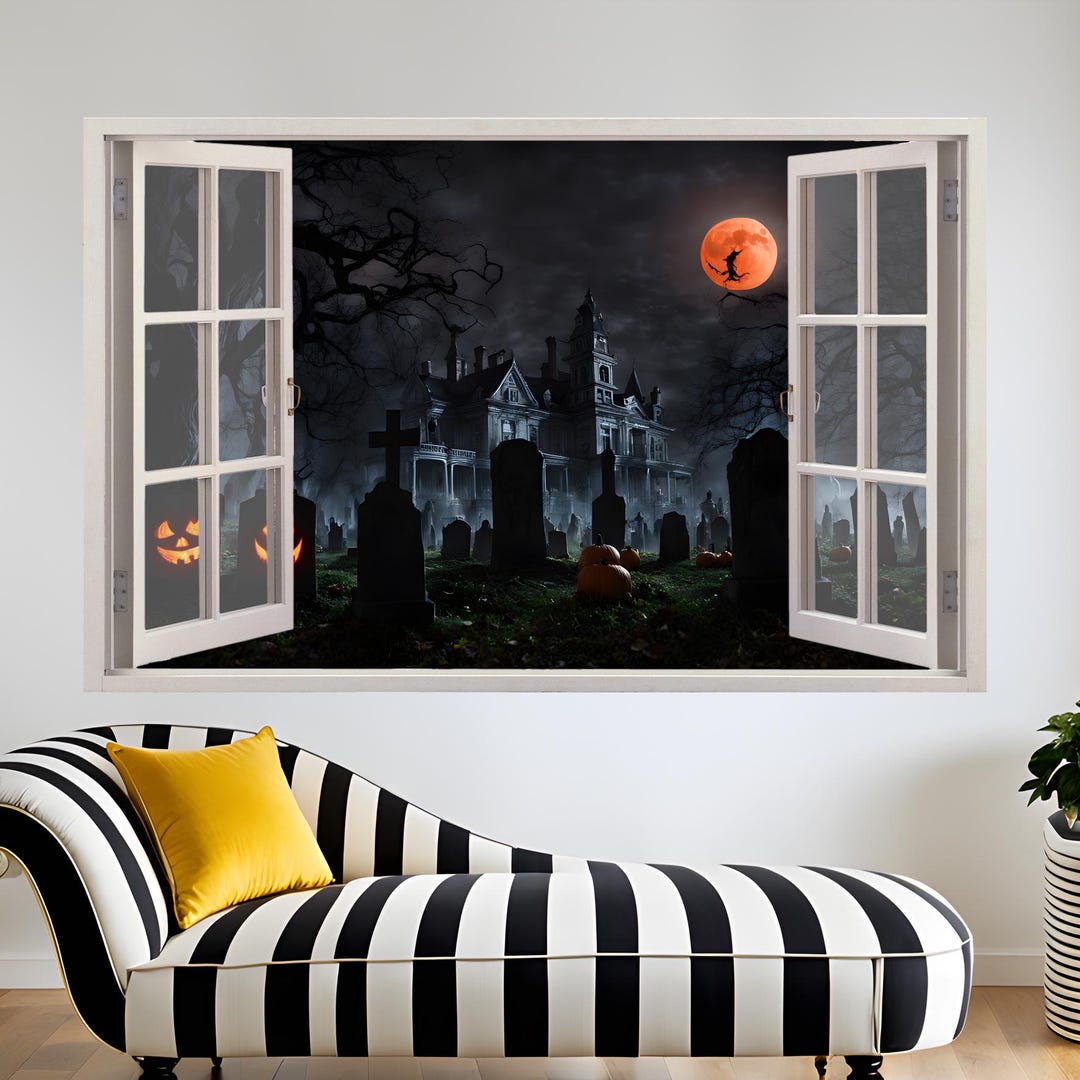 Haunted House Gothic Wall Mural Sticker Decal Poster |office Nursery ...