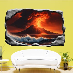 Eruption of Volcano Wall Sticker Art Mural Decal Office Nursery Room ...