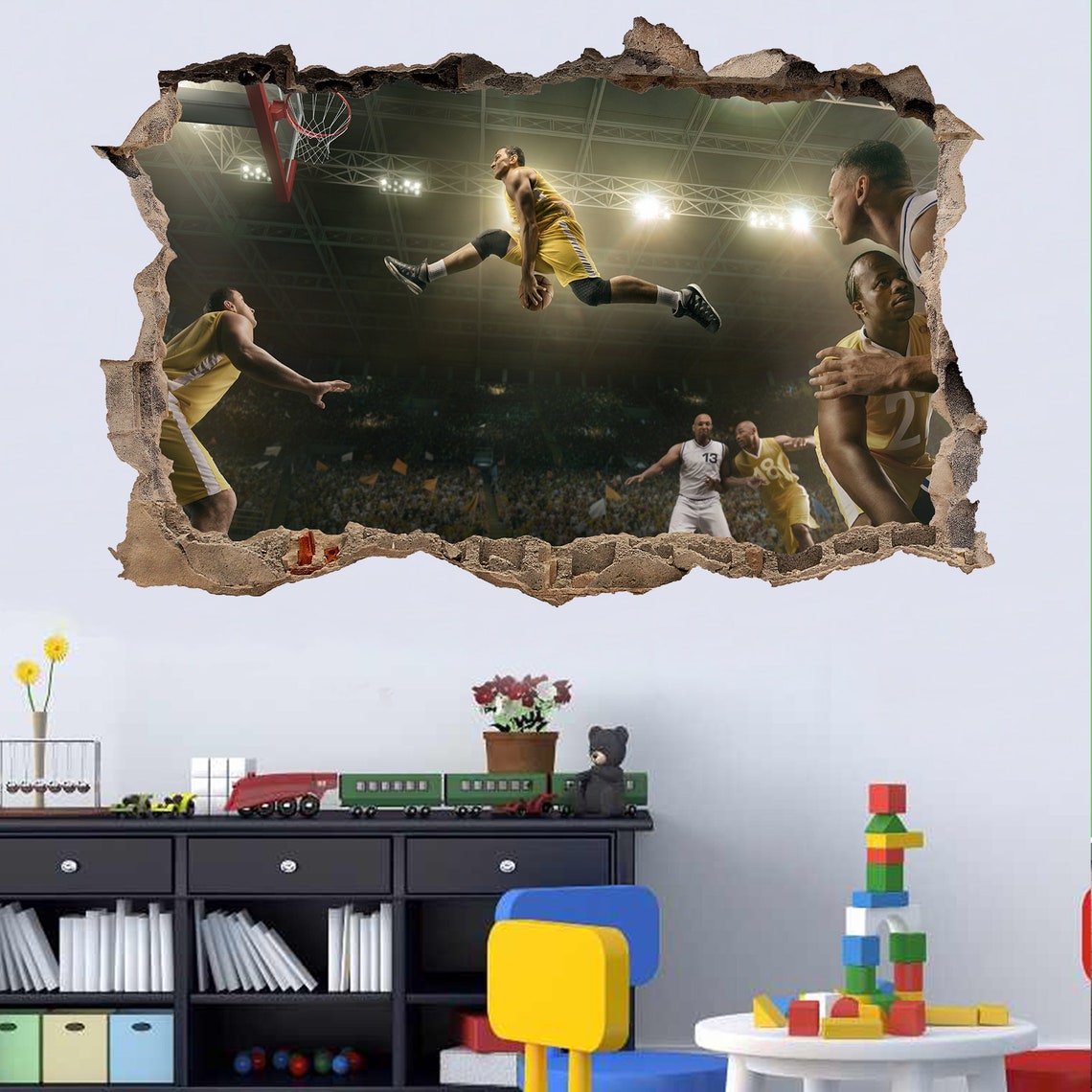Basketball Game Jump Slam Dunk Wall Sticker Art Poster Mural | Etsy