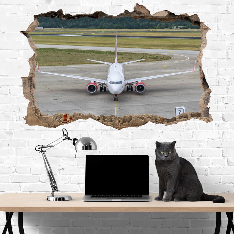 Passenger Plane Runway Takeoff Wall Sticker Art Poster Mural - Etsy