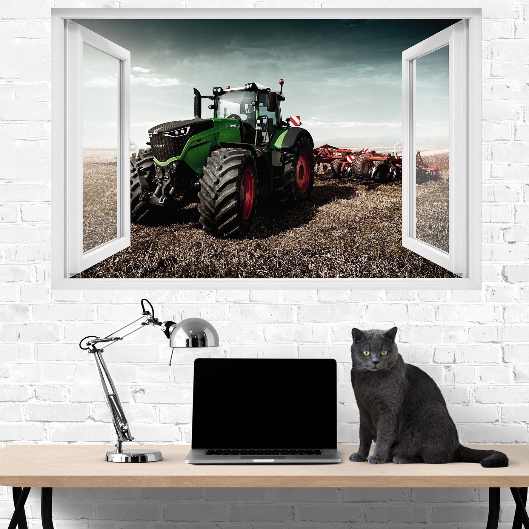 Agricultural Modern Tractor Field Farm Wall Sticker Art Poster Mural ...