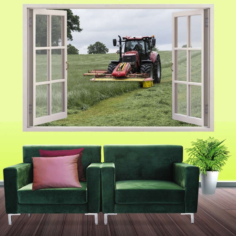 Fields Tractor Cutting Grass Wall Sticker Art Poster Mural Transfer ...