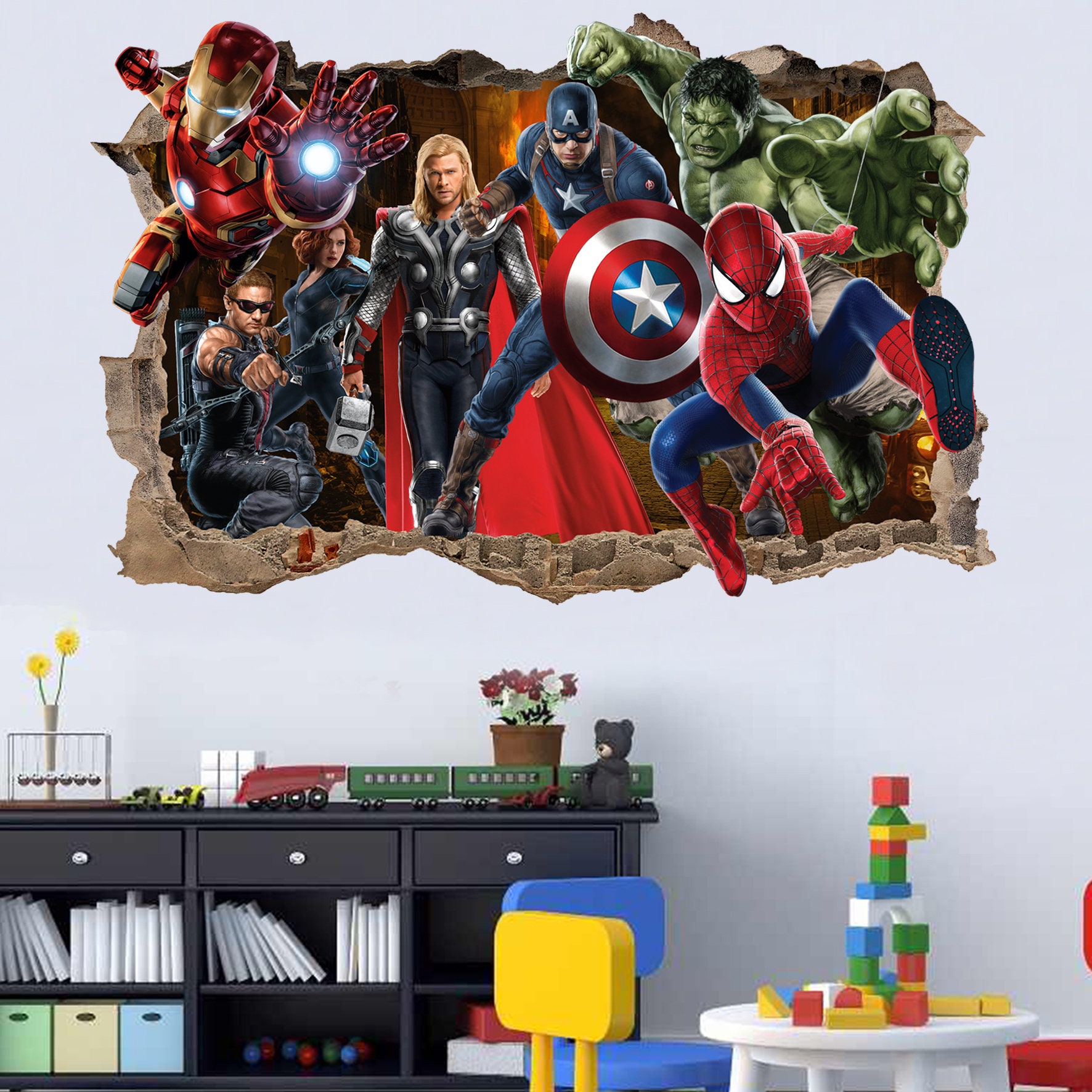 Superheroes Avengers Action Wall Sticker Art Poster Mural - Etsy