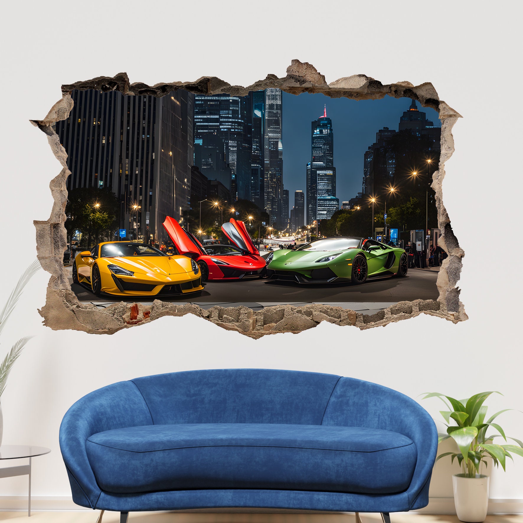 Street Racing Sports Cars Wall Mural Decal Sticker Art Poster Room ...