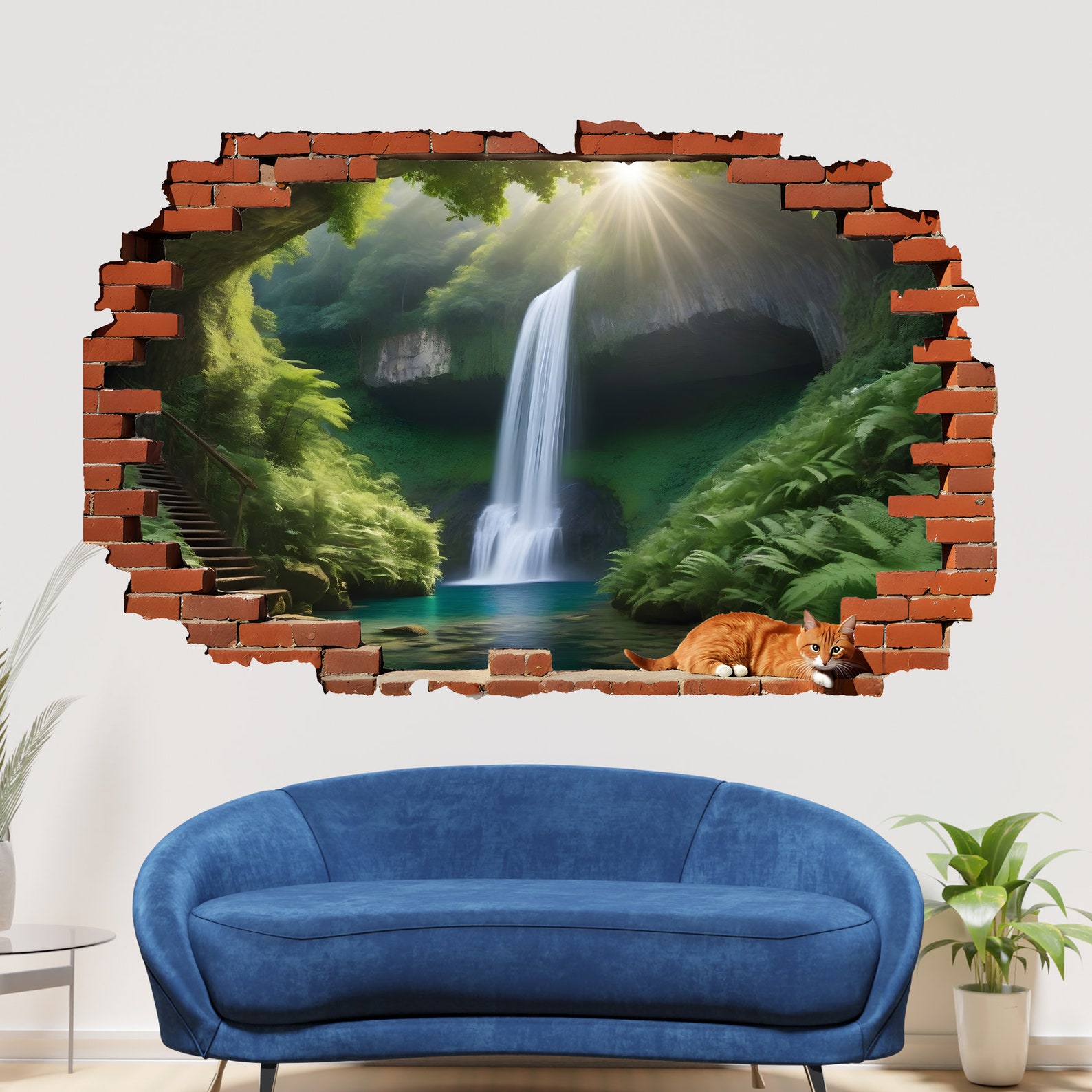 Waterfall Scenery Wall Sticker Art Mural Decal Poster Office Nursery ...