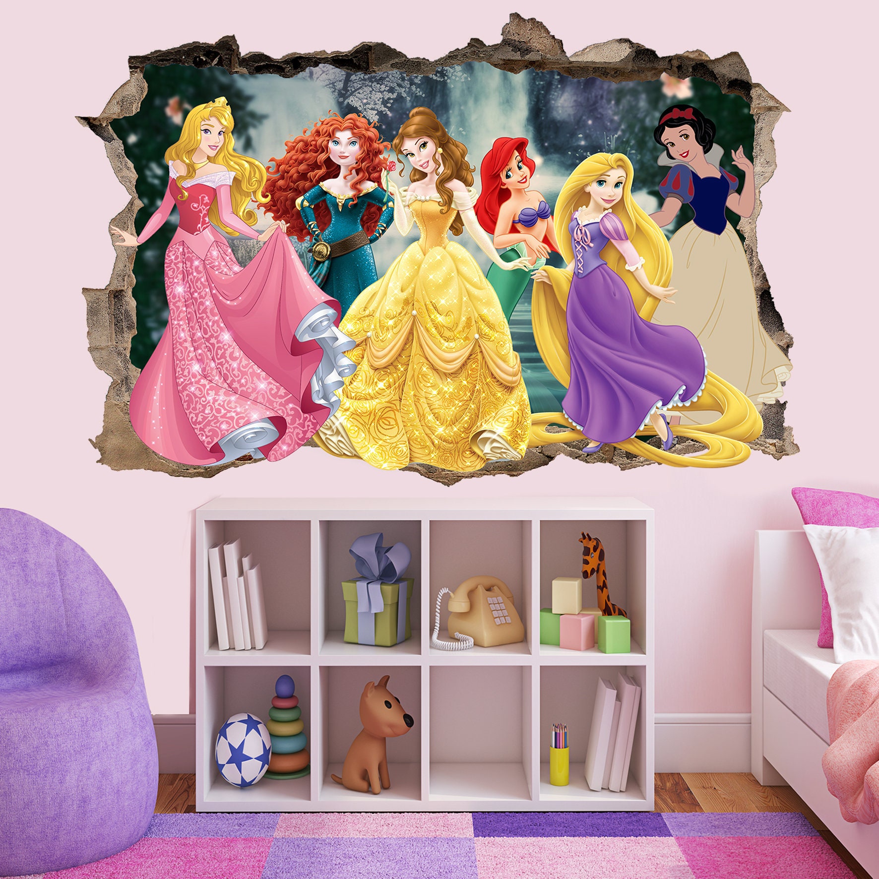 Cartoon Characters All Princesses Wall Sticker Art Poster | Etsy