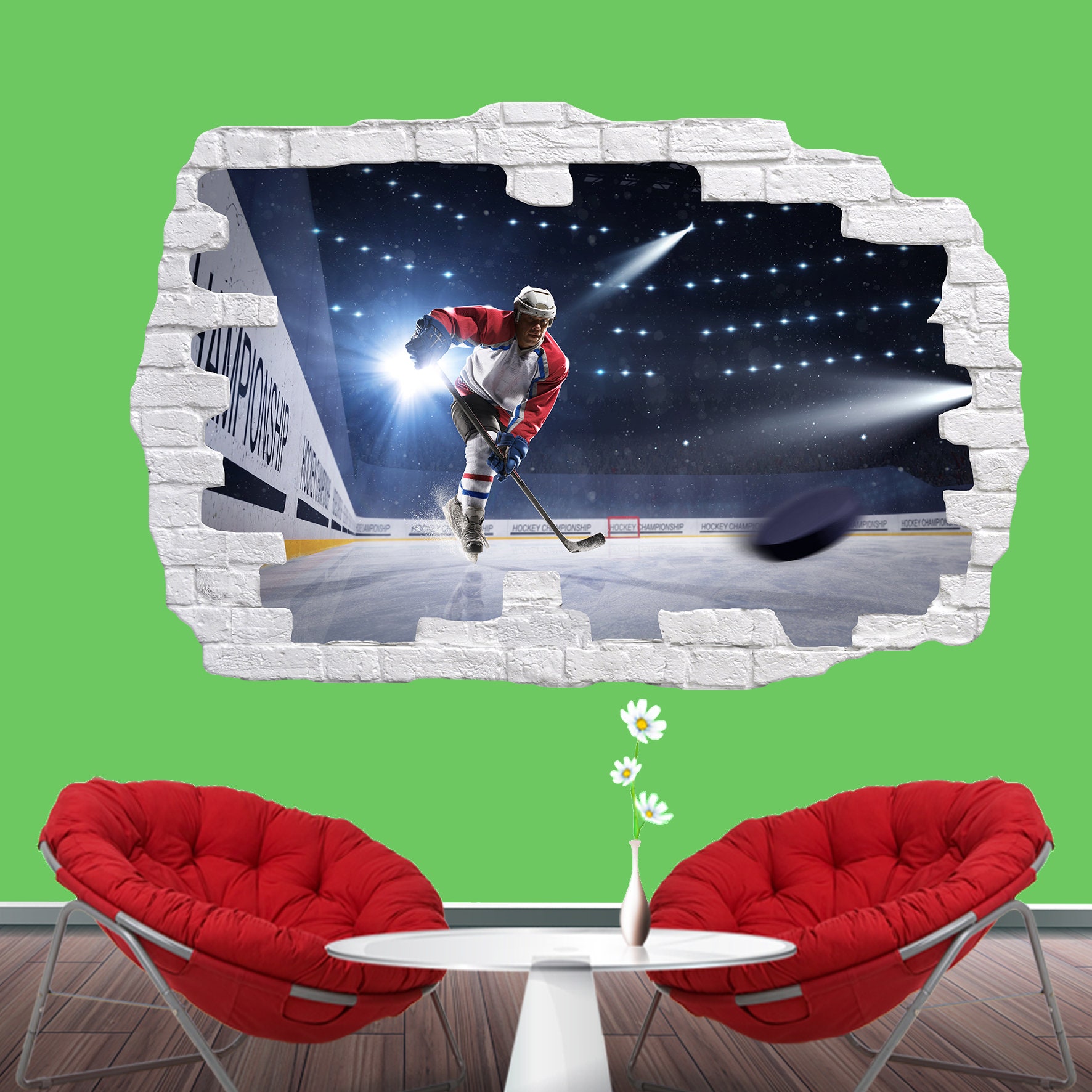 Ice Hockey Player Puck Net Wall Sticker Art Poster Mural - Etsy UK