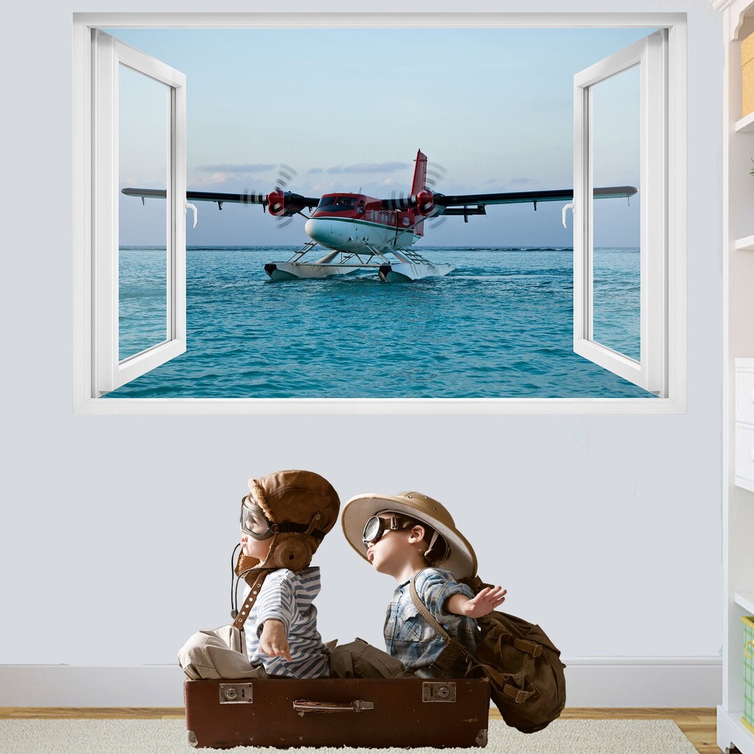 Seaplane Aircraft Landing Flight Wall Sticker Art Poster Mural Transfer ...