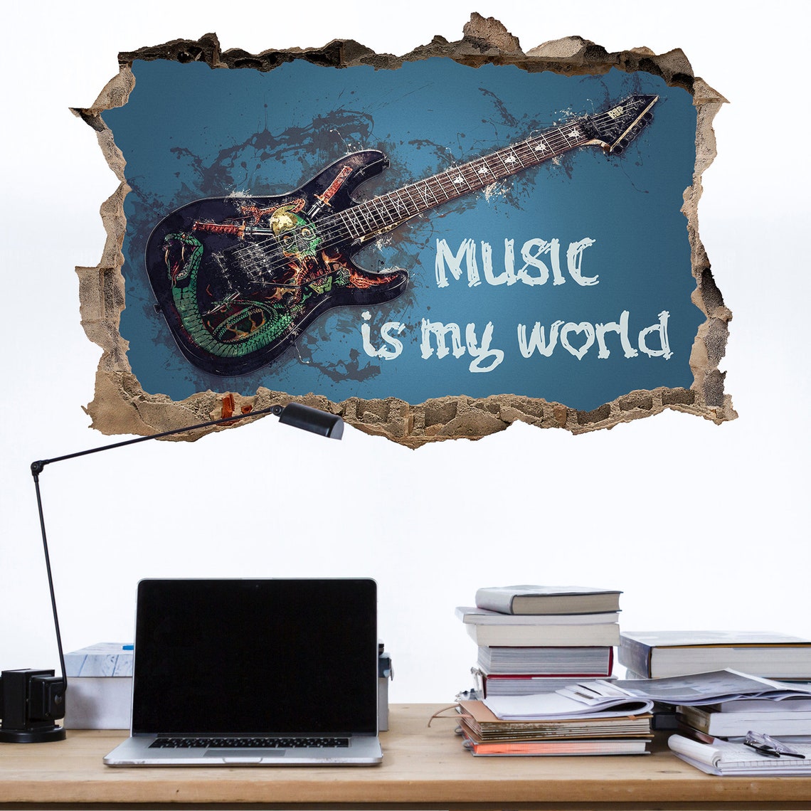 Music Guitar Rock Wall Sticker Art Poster Mural Transfer Decal Print ...