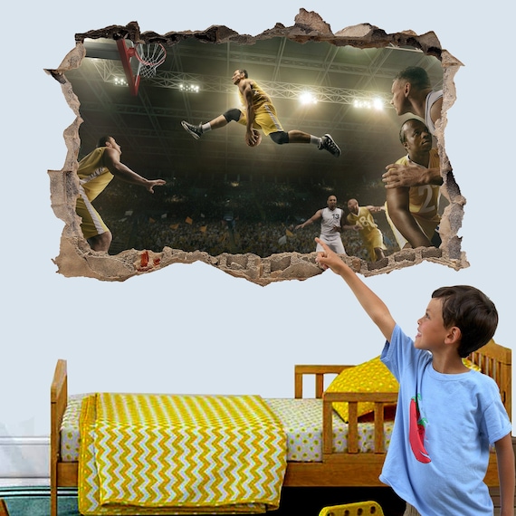 Basketball Game Jump Slam Dunk Wall Sticker Art Poster Mural | Etsy