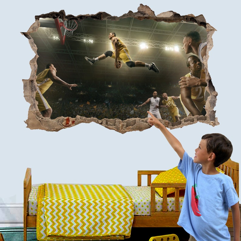 Basketball Game Jump Slam Dunk Wall Sticker Art Poster Mural - Etsy