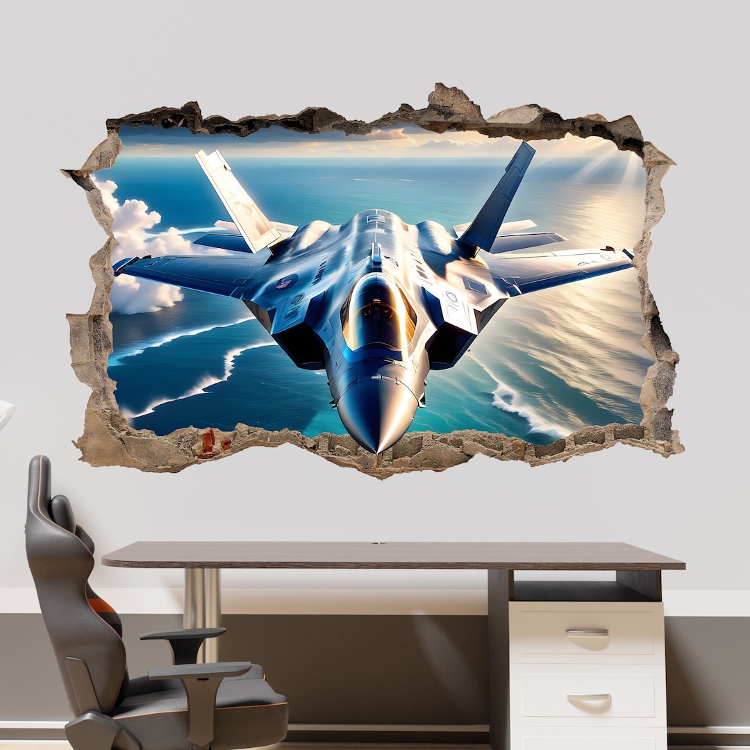 Ghost Fighter Jet Wall Sticker Self-adhesive Mural Decal Poster Office ...