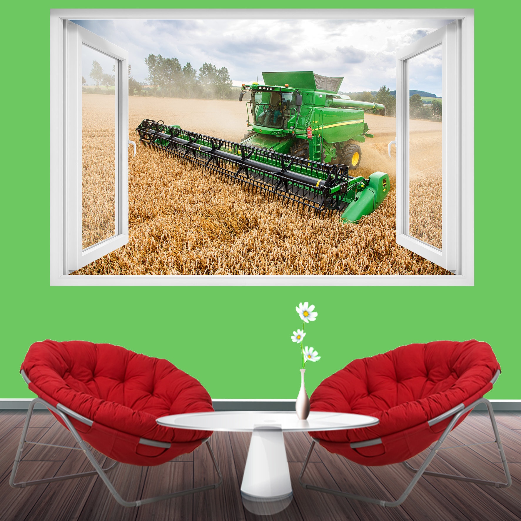 Agricultural Farming Combine Harvester Wall Sticker Art Poster Mural ...